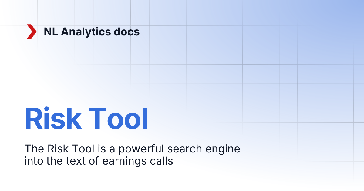 Risk Tool | NL Analytics docs